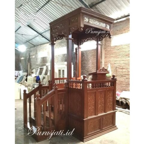 Mimbar Masjid Mewah Kayu Jati Jepara Ukiran Terbaru | Purusjati.id⚜️