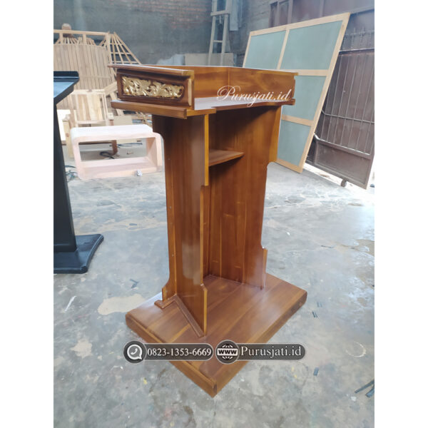 Jual Mimbar Podium Mushola Ukir Minimalis Kayu Jati | Purusjati.id⚜️
